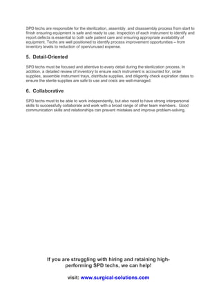 Key Characteristics of SPD Tecnicians | PDF