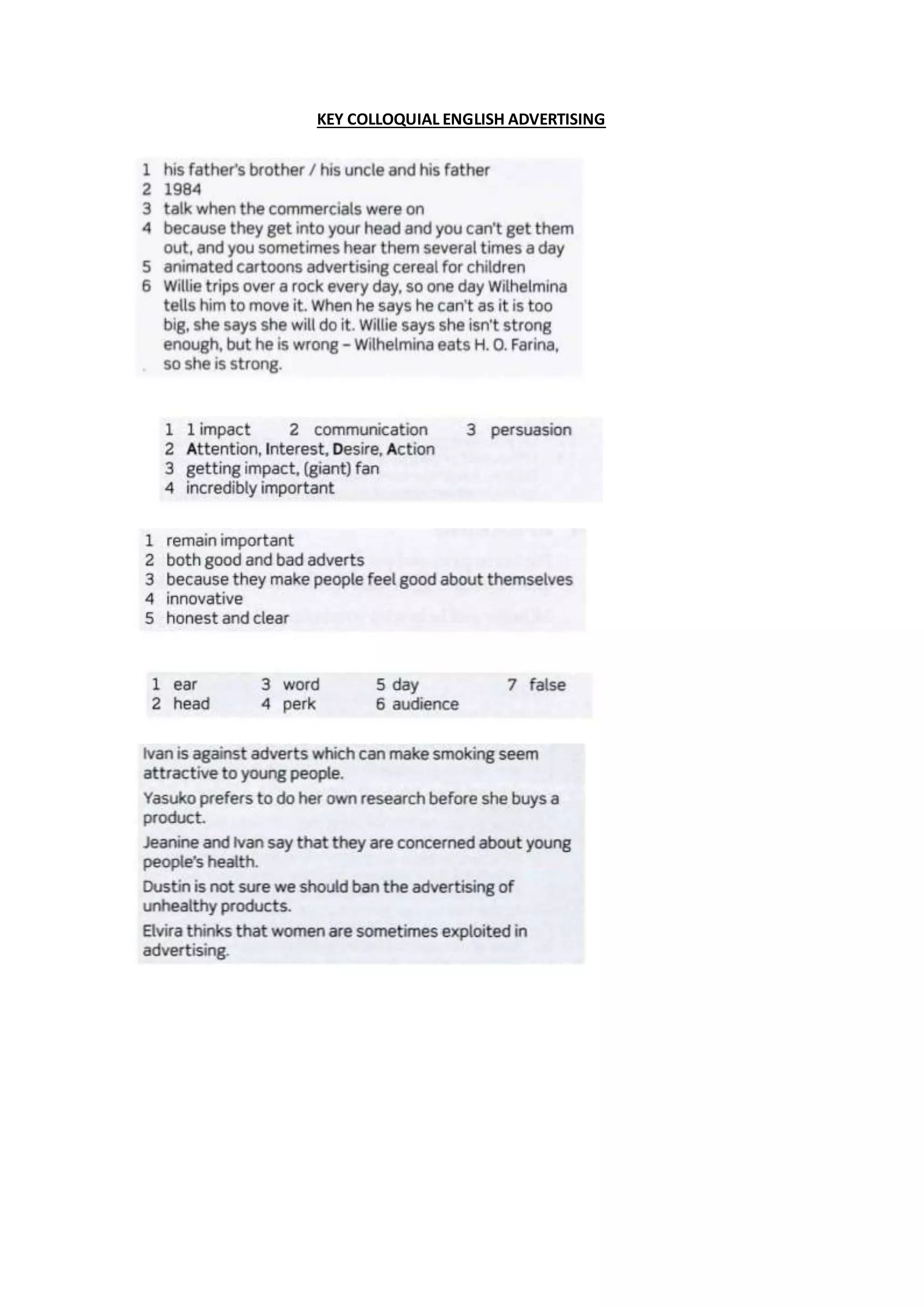 Key colloquial english advertising | DOCX