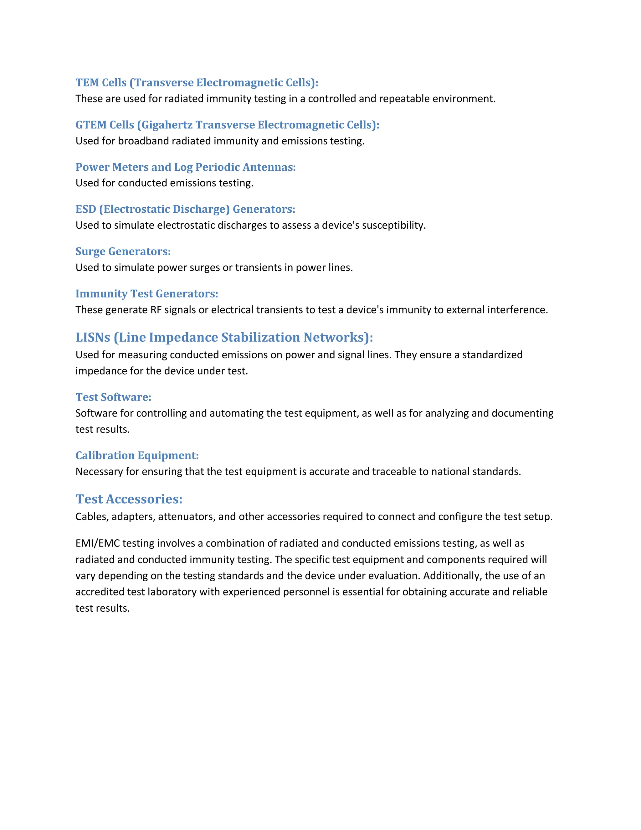 Key Components and Test Equipment for EMI EMC Testing | PDF