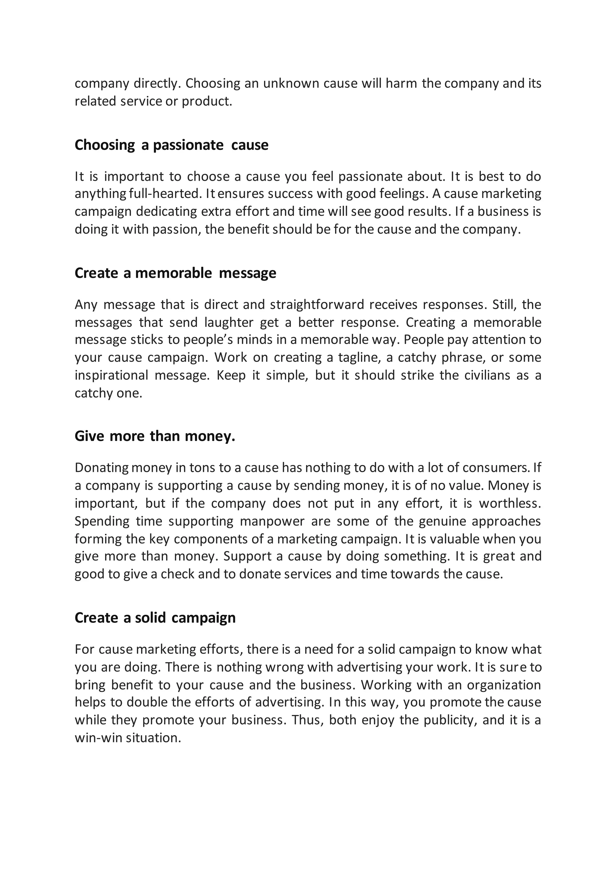 Key components of a cause marketing campaign | DOCX