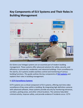 Key Components of ELV Systems and Their Roles in Building Management | PDF