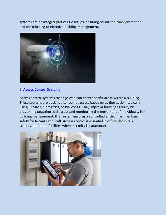 Key Components of ELV Systems and Their Roles in Building Management | PDF