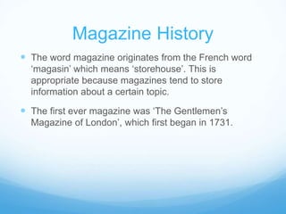 Key Concepts Applied to a Music Magazine | PPT