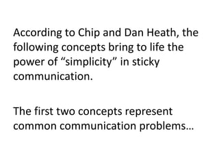Key concepts from Made to Stick Ch 1: Simple | PPTX