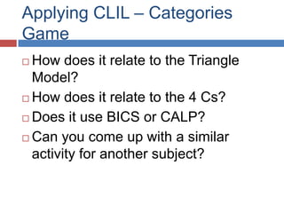 Key concepts in clil | PPTX