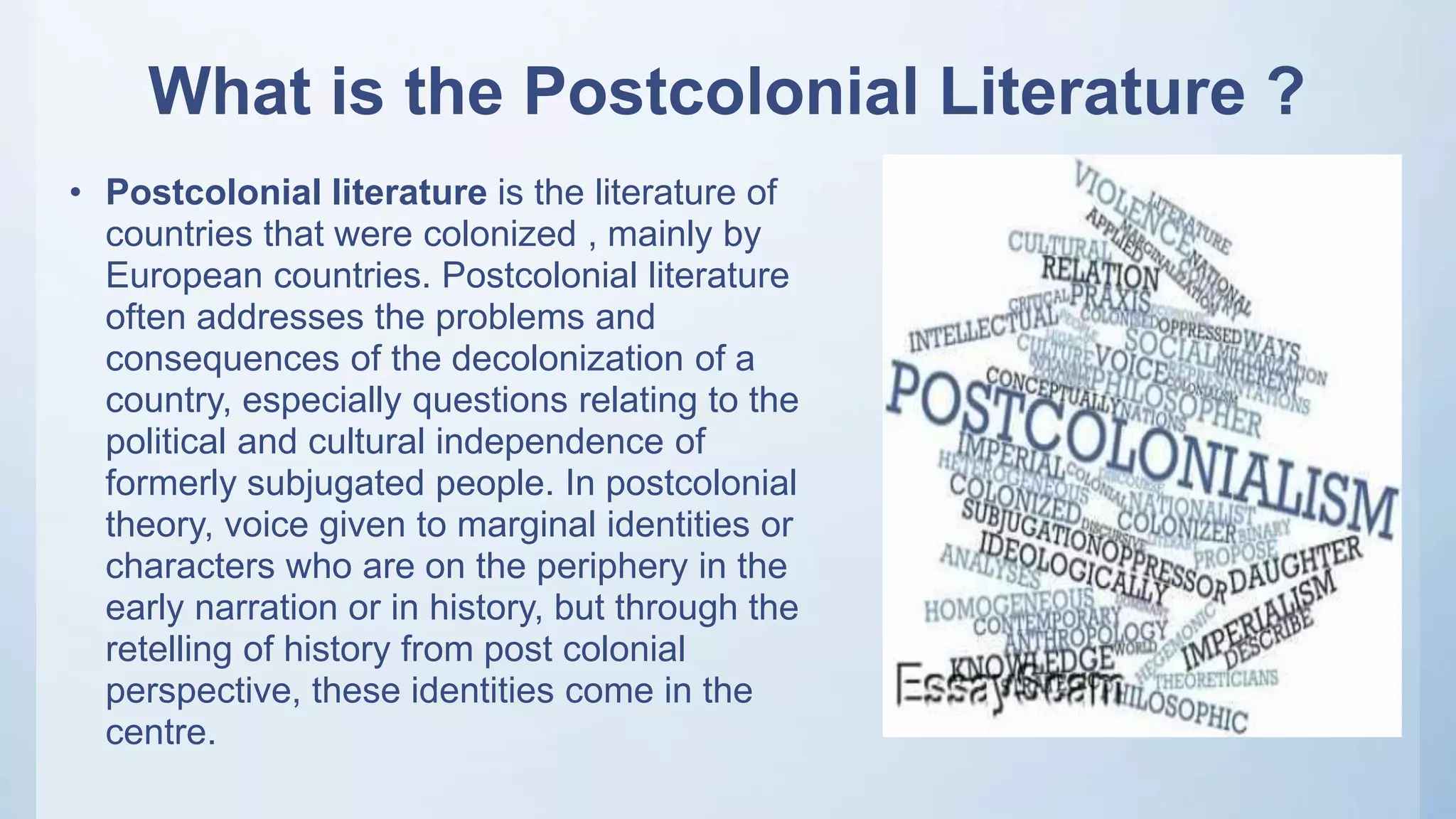 Key concepts of Postcolonial literature | PPTX
