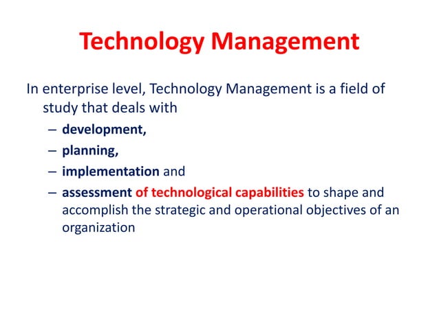 Key concepts of Technology Management | PDF