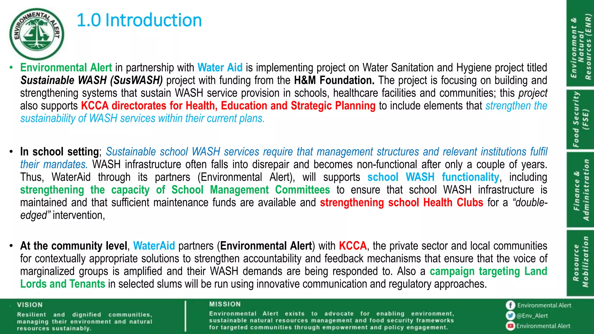 Key consideration on advancing improvement of Water, Sanitation and ...