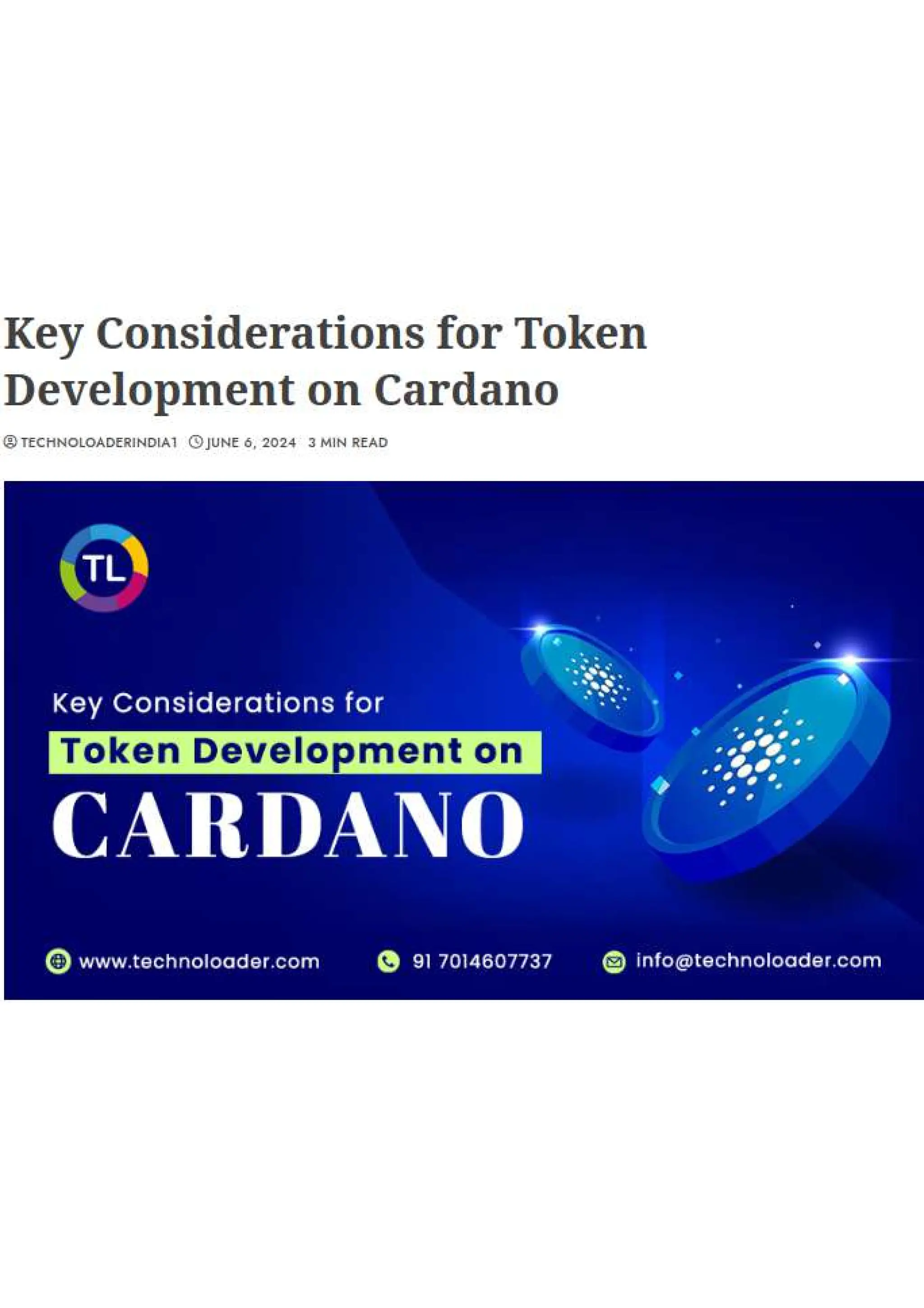Key Considerations for Token Development on Cardano | PDF