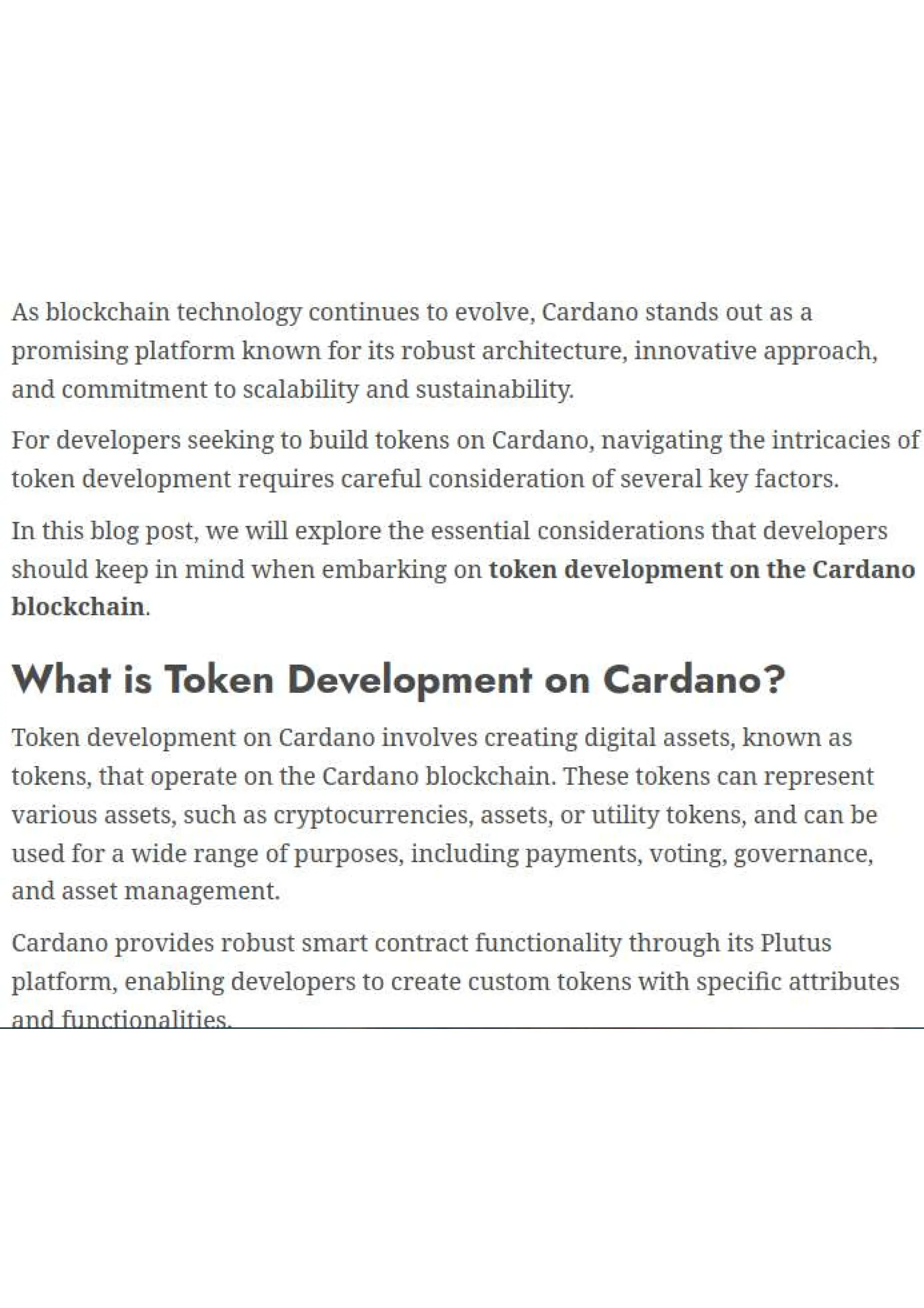 Key Considerations for Token Development on Cardano | PDF