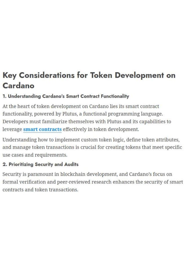 Key Considerations for Token Development on Cardano | PDF