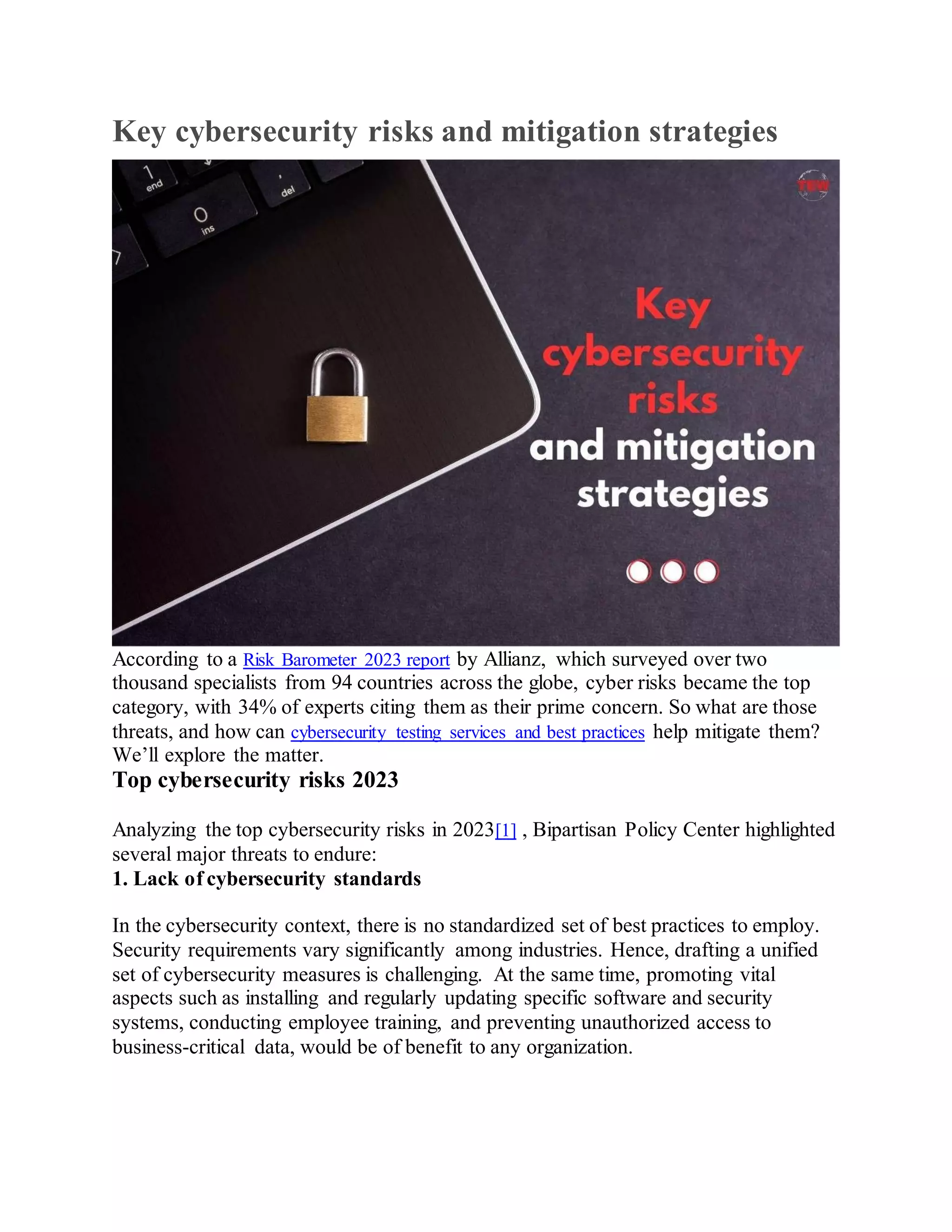 Key Cybersecurity Risks and Mitigation Strategies in 2023 | The ...