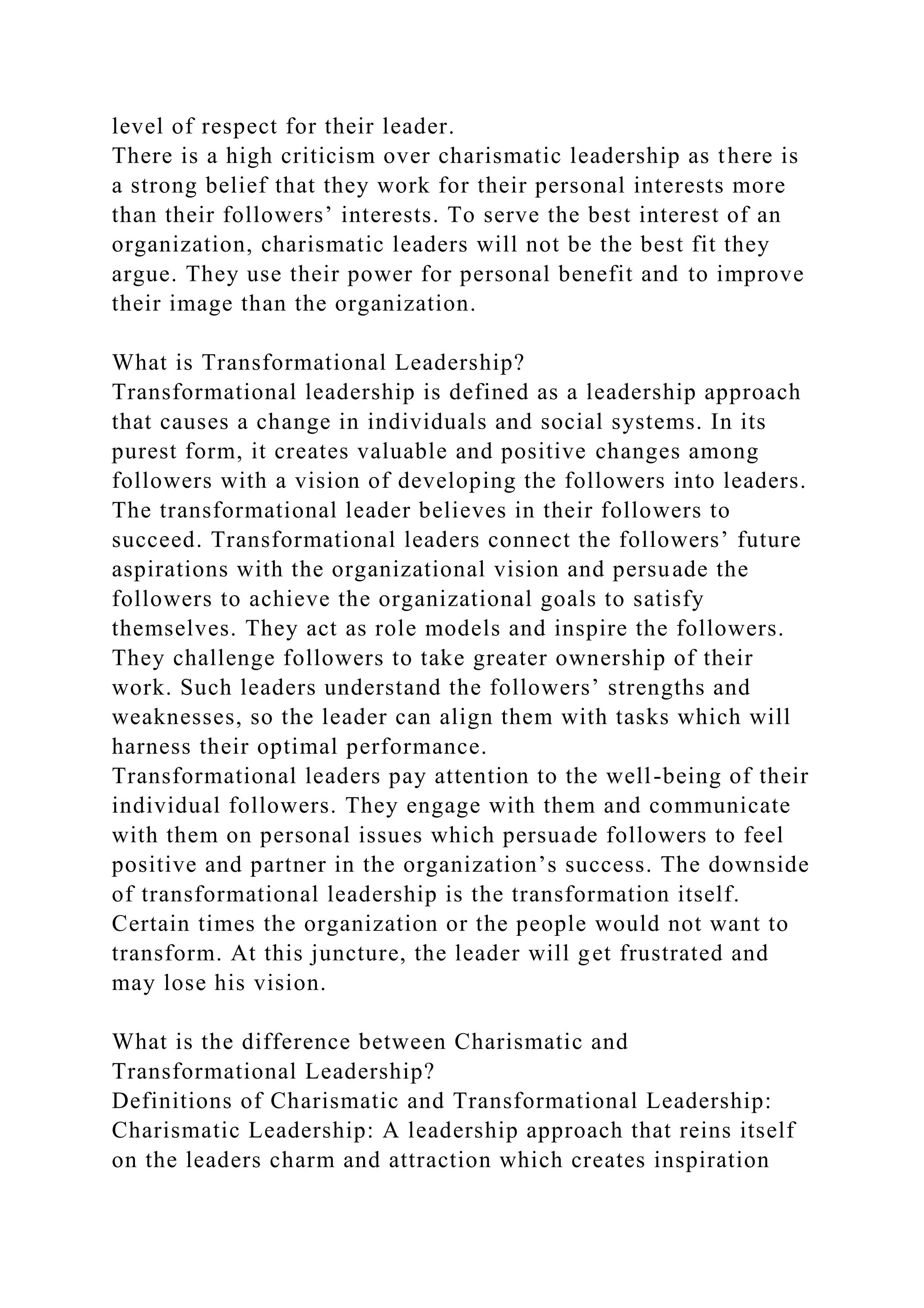 Key Difference – Charismatic vs Transformational Leadership Ch.docx