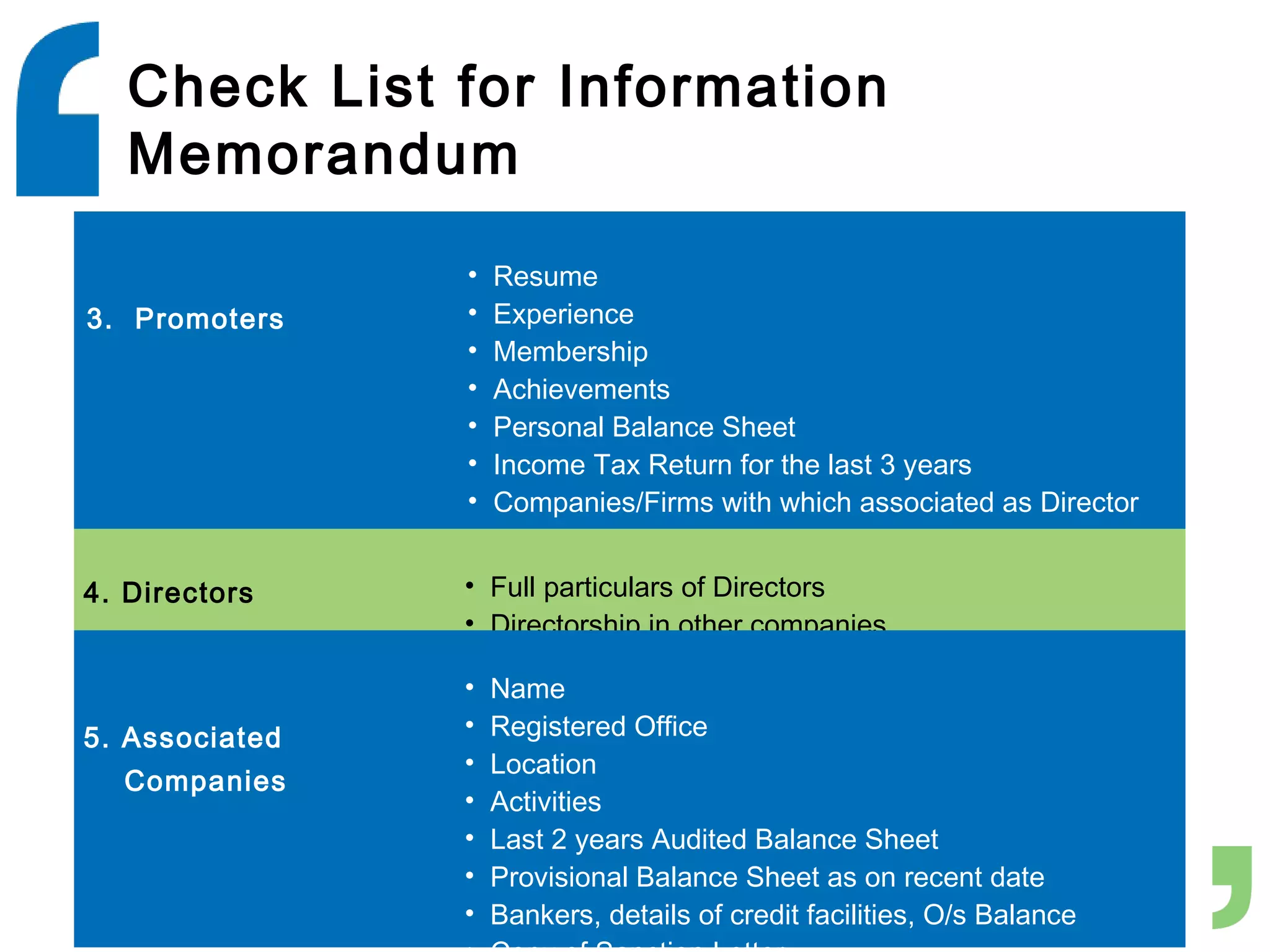 Key Disclosures In An Information Memorandum | PPT