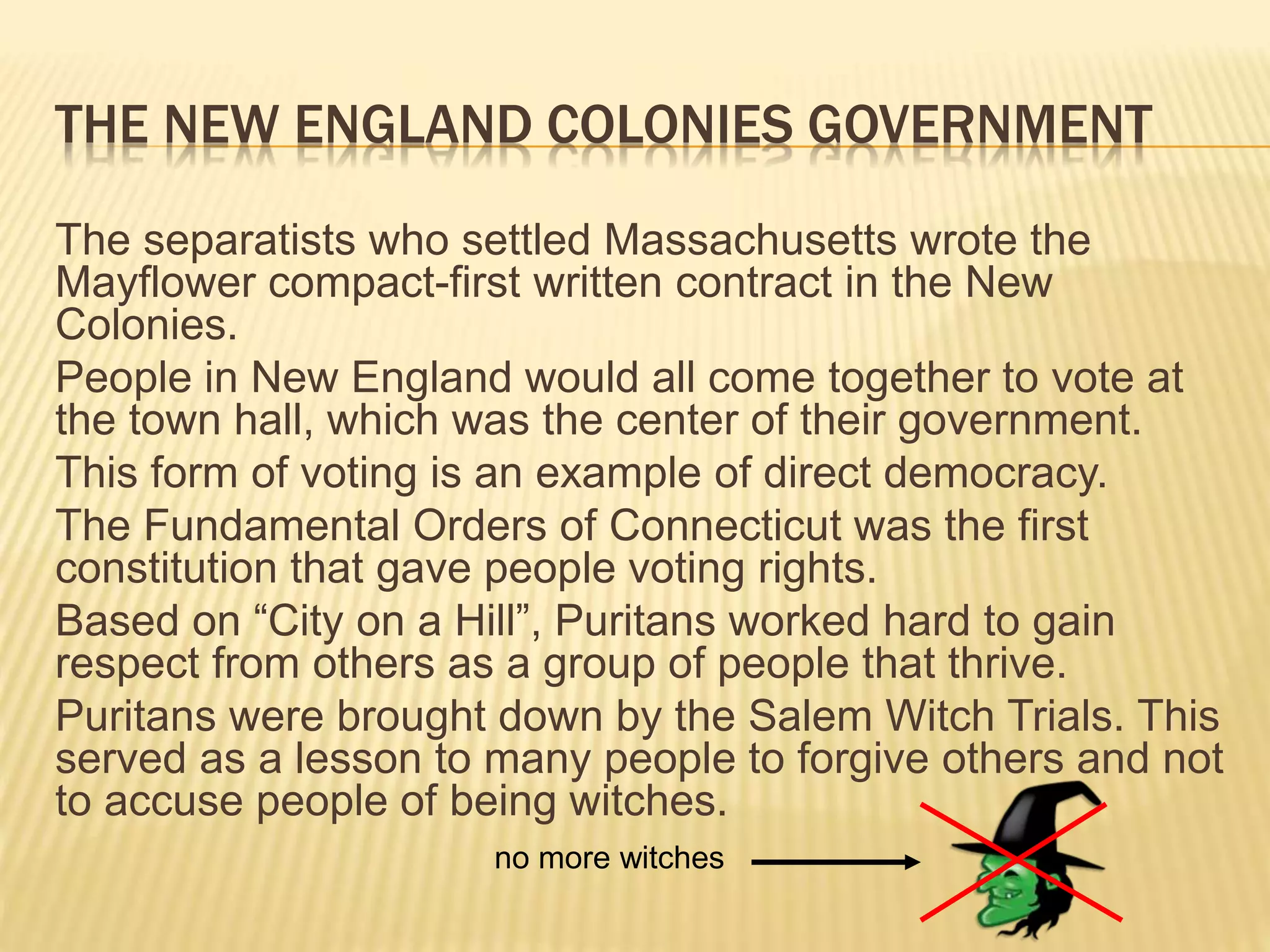 Key economic, political and social characteristics of the new england ...
