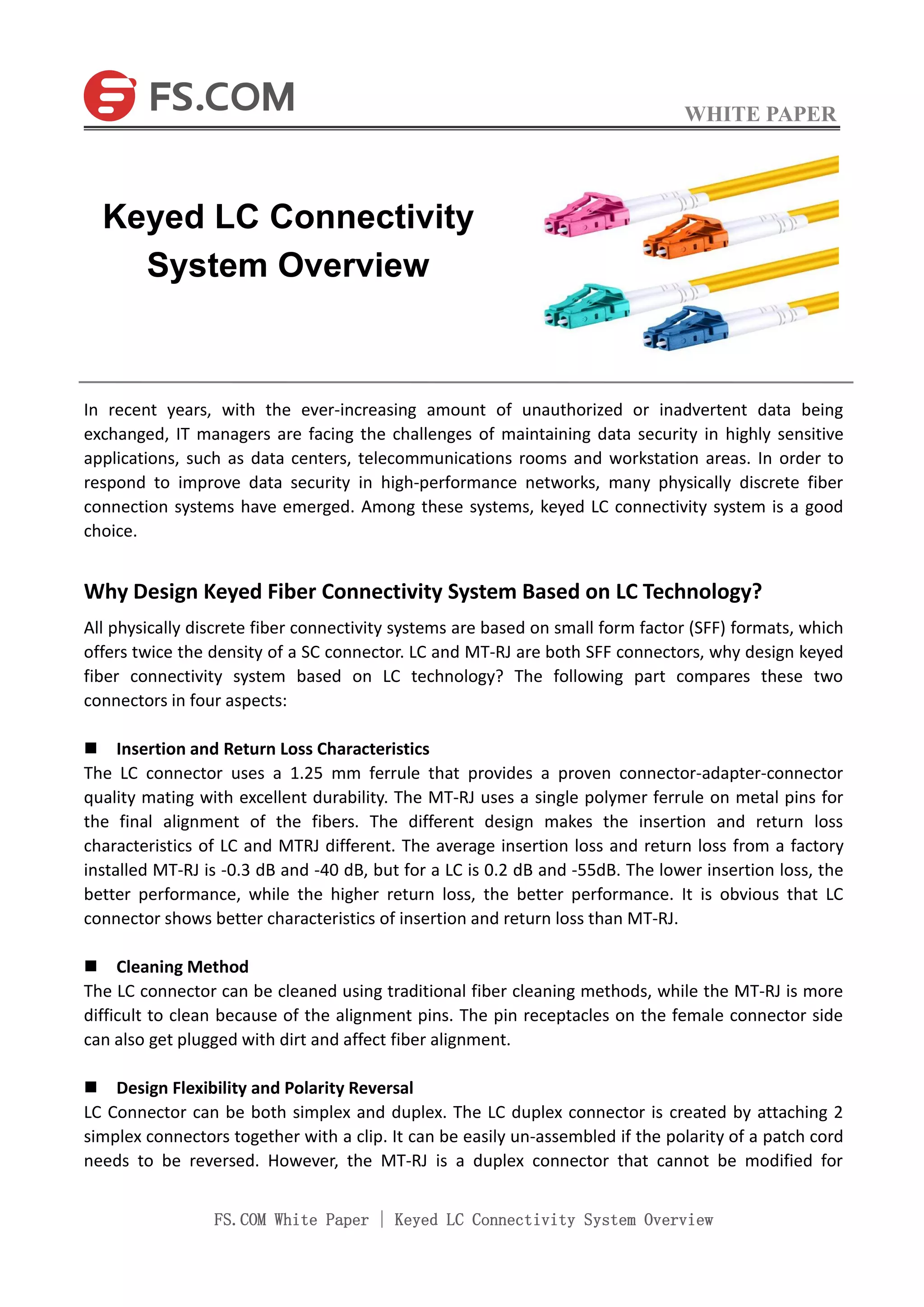 Keyed lc connectivity system overview | PDF