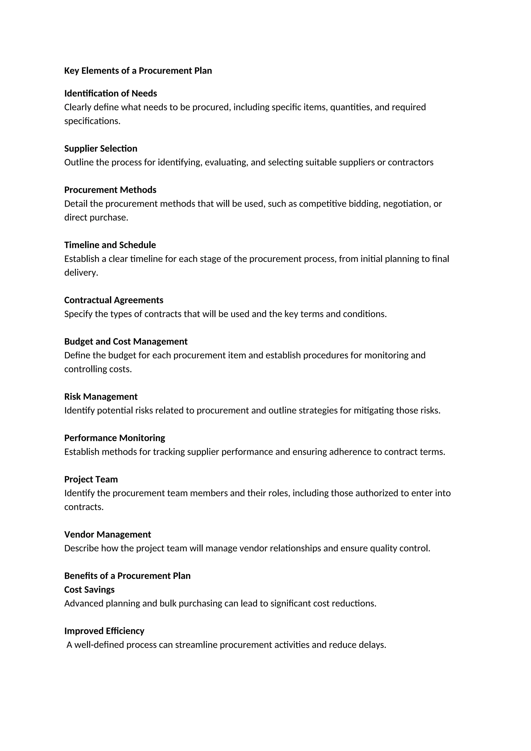 Key Elements of a Procurement Plan.docx. | PDF