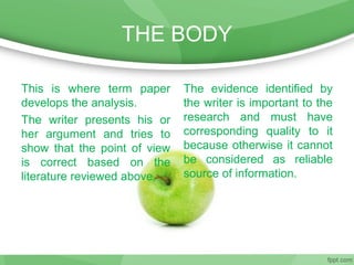 Key elements of a term paper outline | PPT