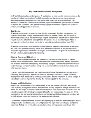Key elements of it portfolio management Dipak Pimpale | PDF