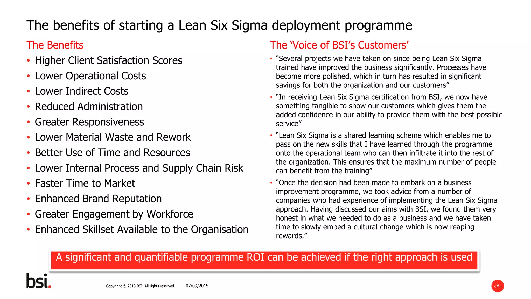 Key Facts Document - Successful Lean Six Sigma Deployments Supported By ...