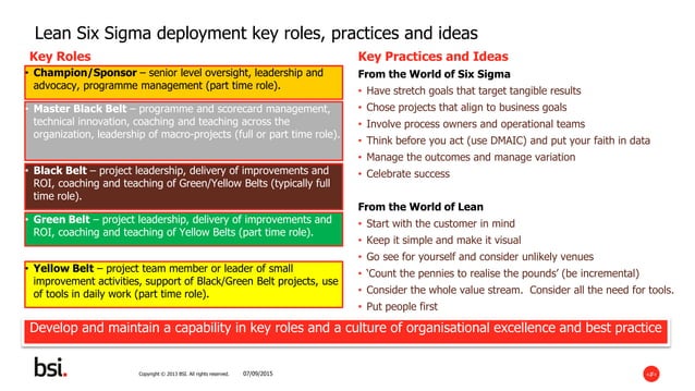 Key Facts Document - Successful Lean Six Sigma Deployments Supported By ...
