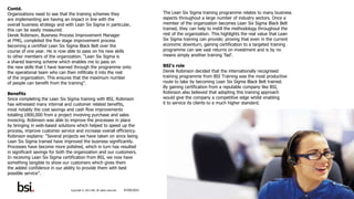 Key Facts Document - Successful Lean Six Sigma Deployments Supported By ...