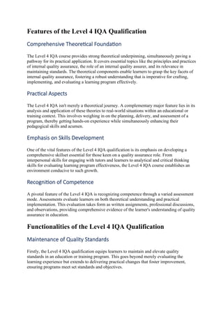 Key Features and Functionalities of Level 4 IQA Qualifications in ...
