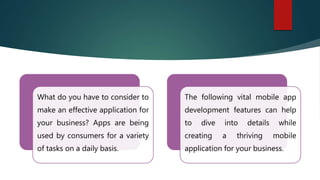 Key Features of a Successful Mobile App Development | PPT