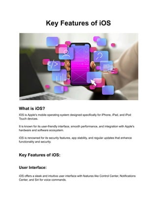 Key Features of iOS - Benzatine infotech | PDF