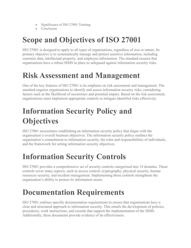 Key Features of ISO 27001 | DOCX
