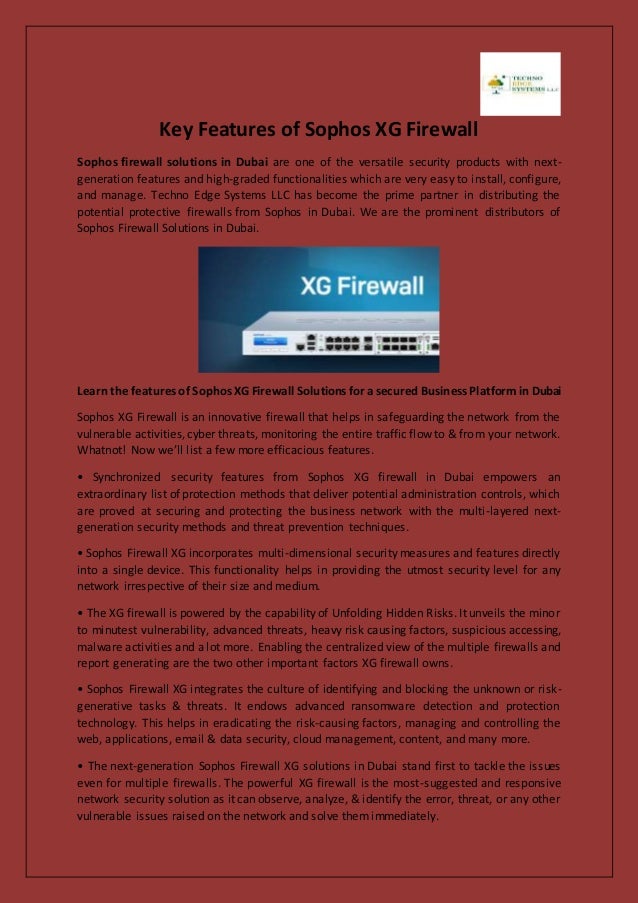 Key features of sophos xg firewall | PDF