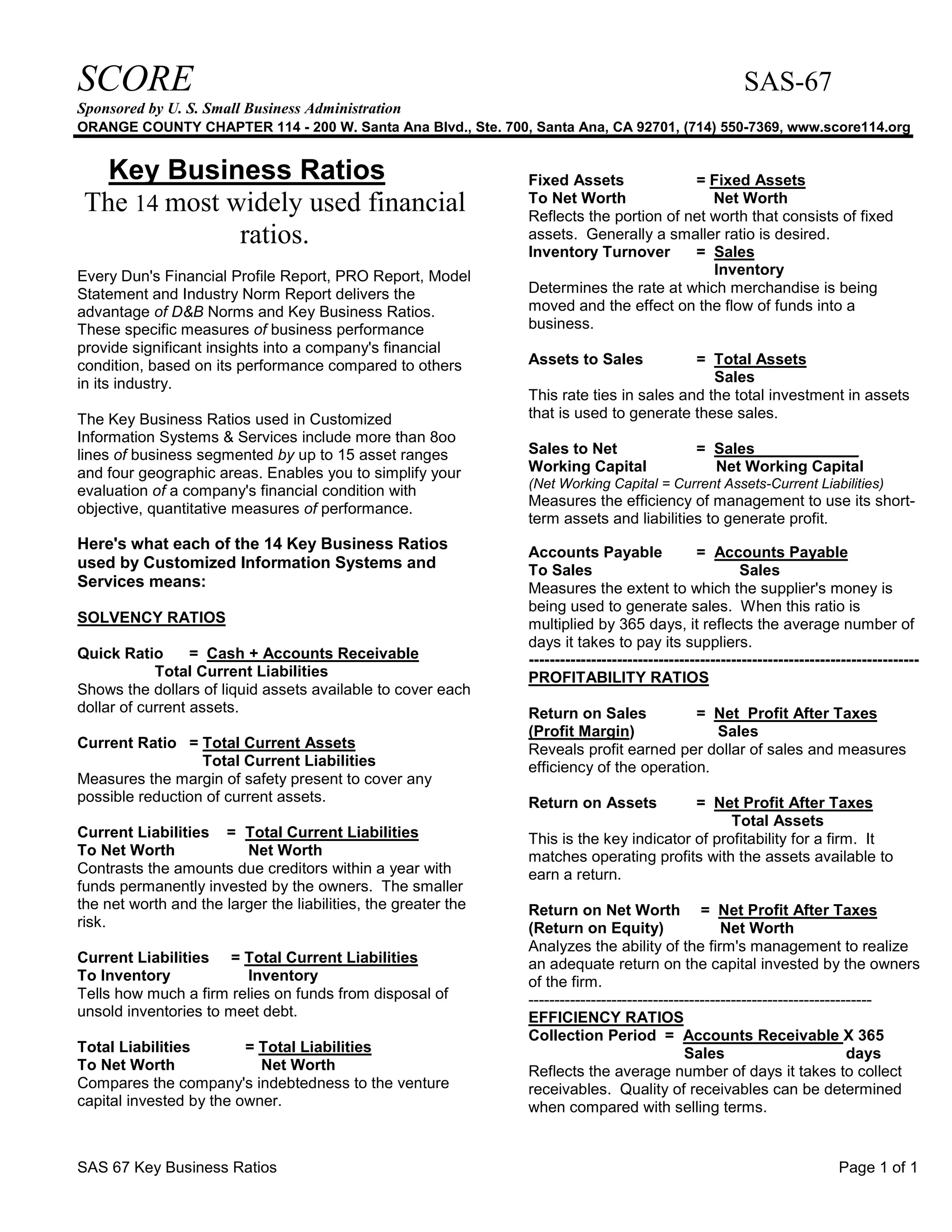 Key financial ratios | PDF