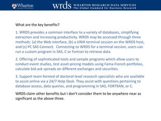 Key Financials: WRDS | PPT