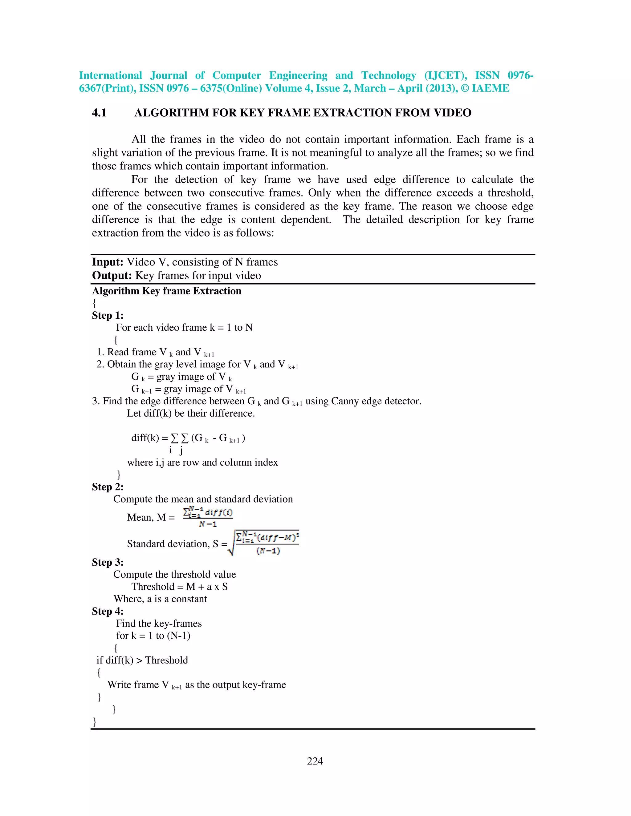 Key frame extraction methodology for video annotation | PDF | Video Software | Computer Software ...