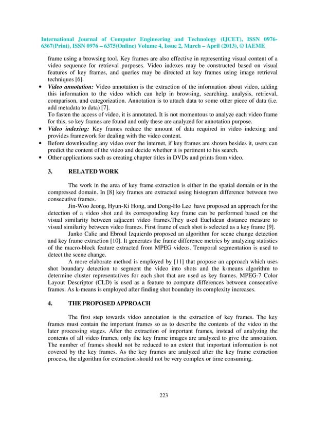 Key frame extraction methodology for video annotation | PDF | Video ...