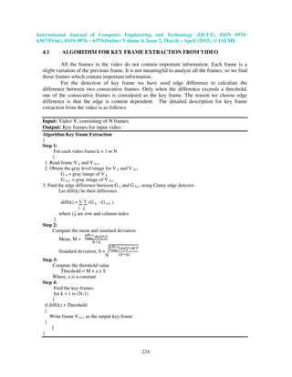 Key frame extraction methodology for video annotation | PDF | Video Software | Computer Software ...