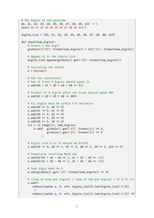 Keygenning using the Z3 SMT Solver | PDF