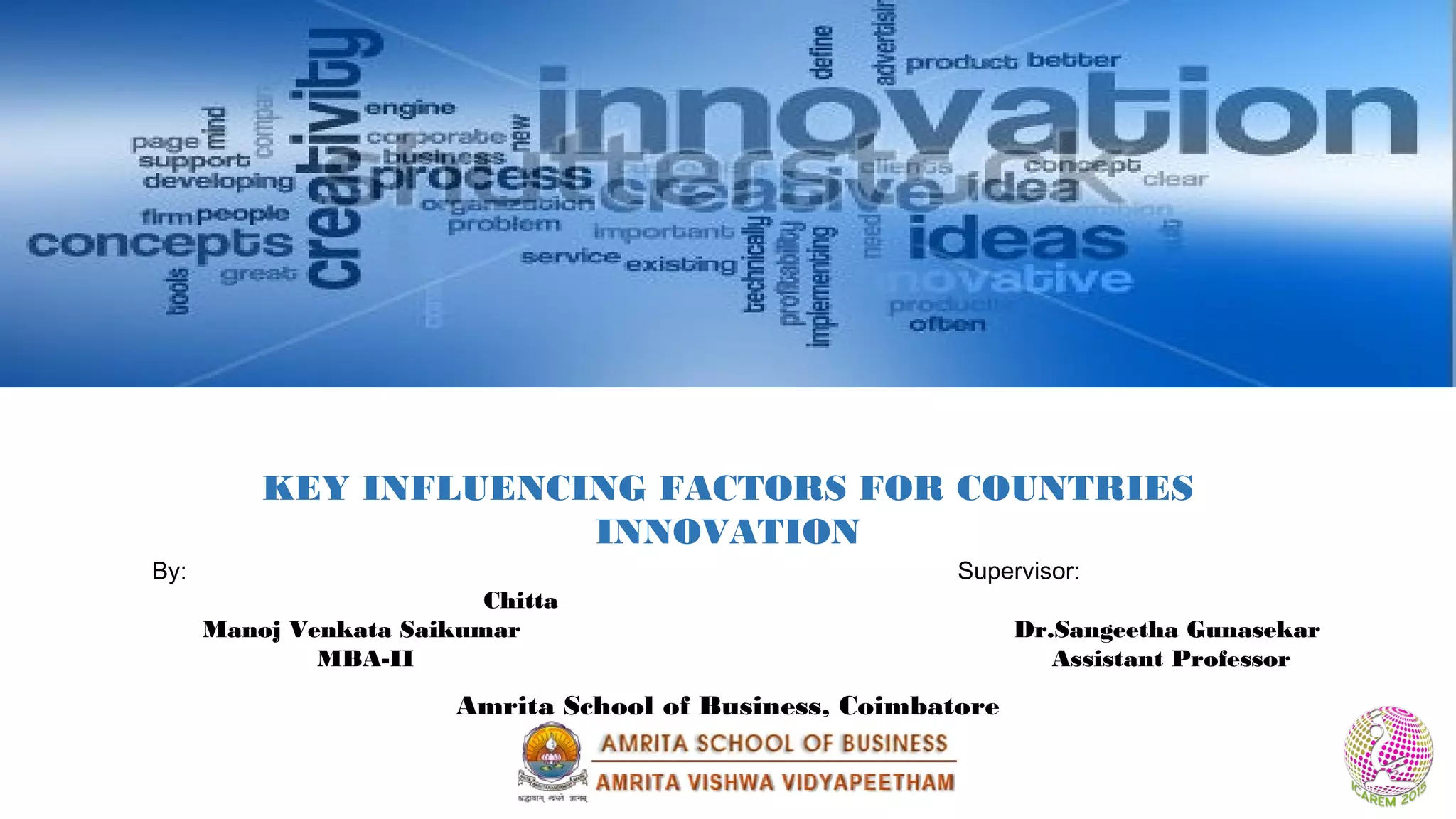 Key influencing factors for countries innovation | PPT