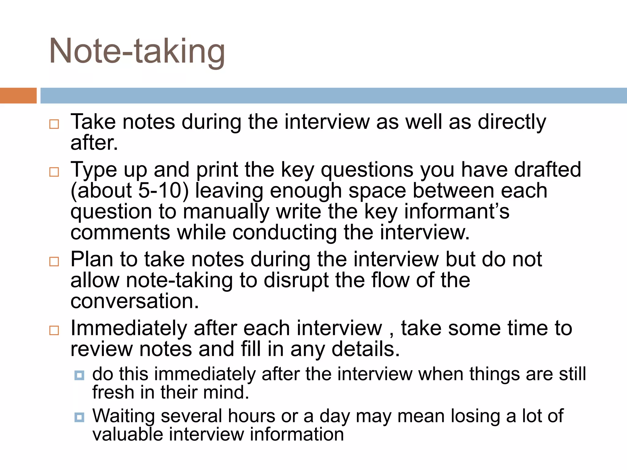 Key informant interview | PPTX | Resume Writing and Advice | Job Search