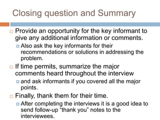 Key informant interview | PPTX | Resume Writing and Advice | Job Search