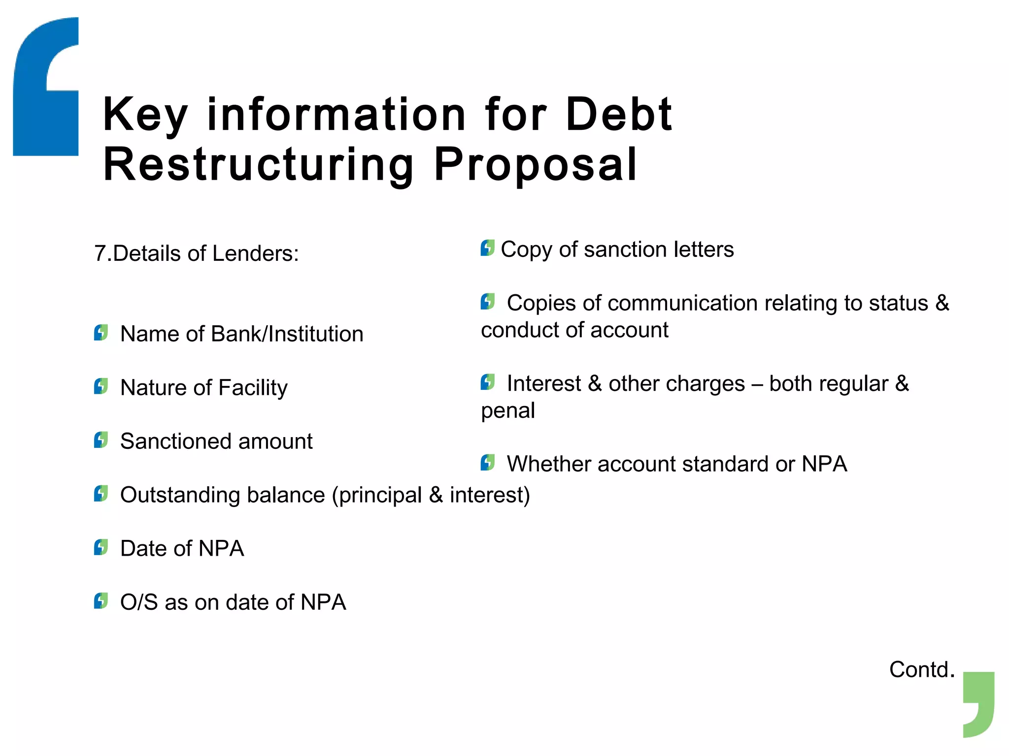 Key Information For Debt Restructuring Proposal | PPT