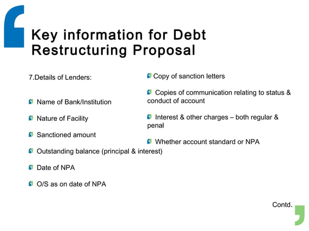Key Information For Debt Restructuring Proposal | PPT