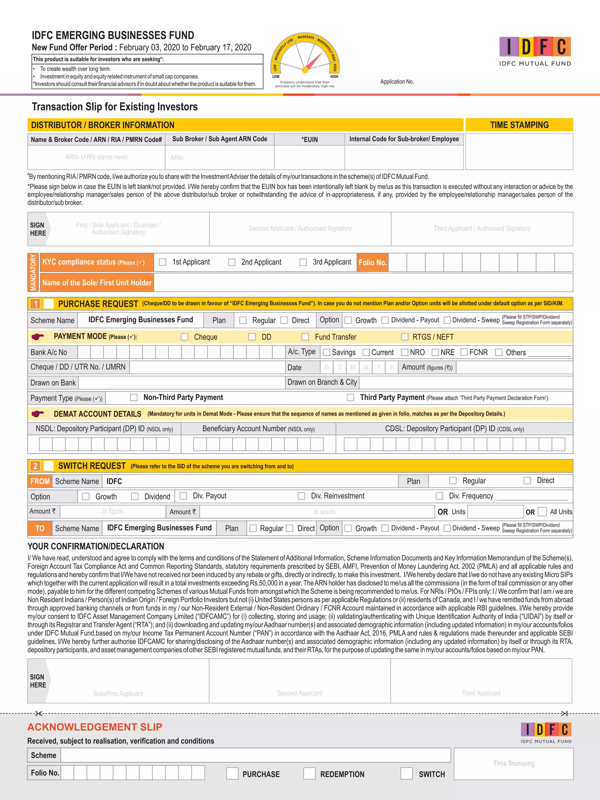IDFC Emerging Businesses Fund_Key information memorandum | PDF