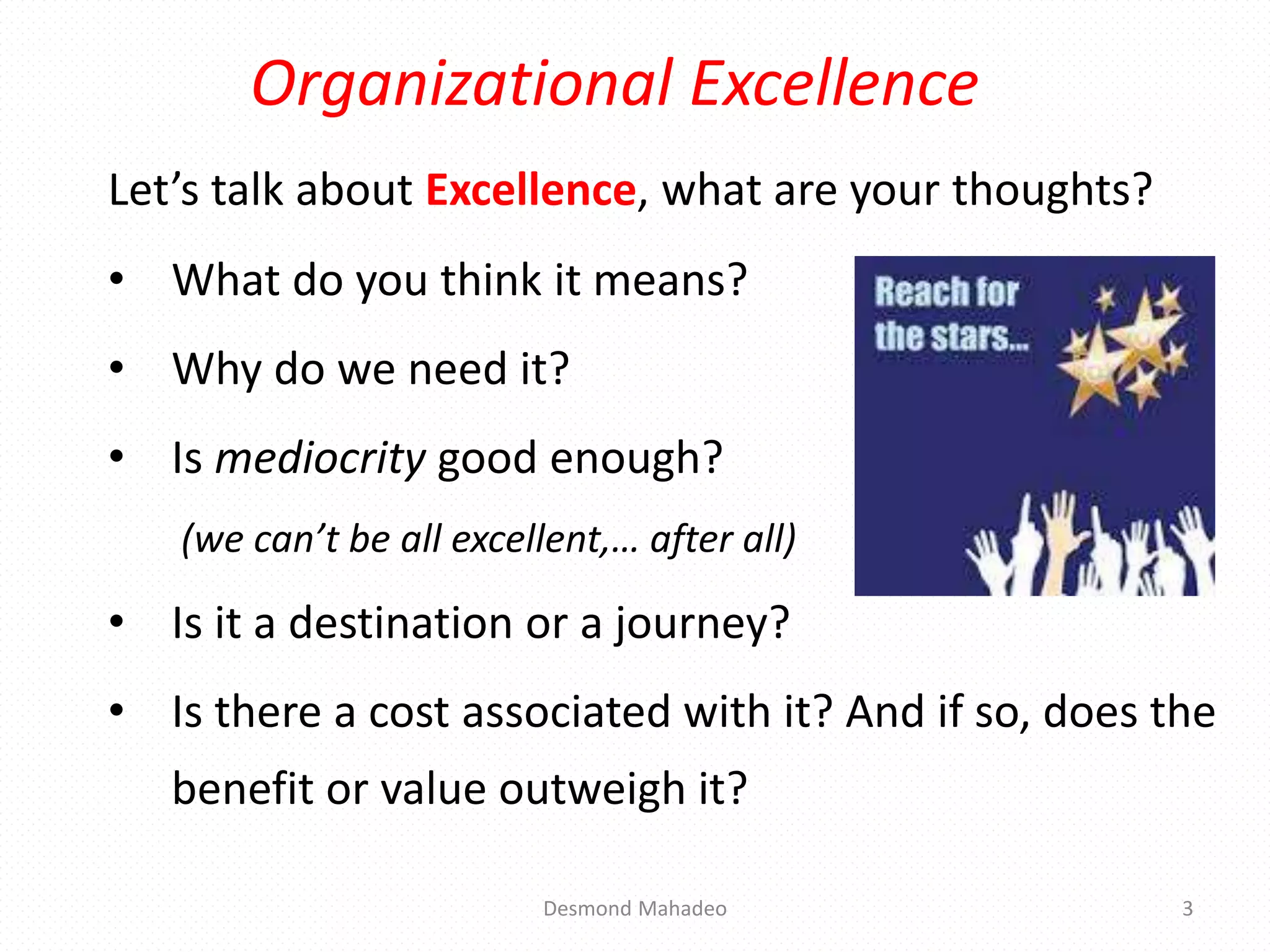 Key ingredients for organizational excellence | PPTX