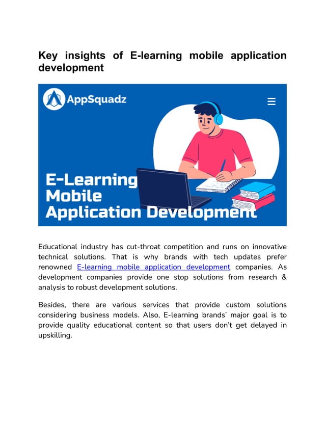 Key insights of E-learning mobile application development | PDF