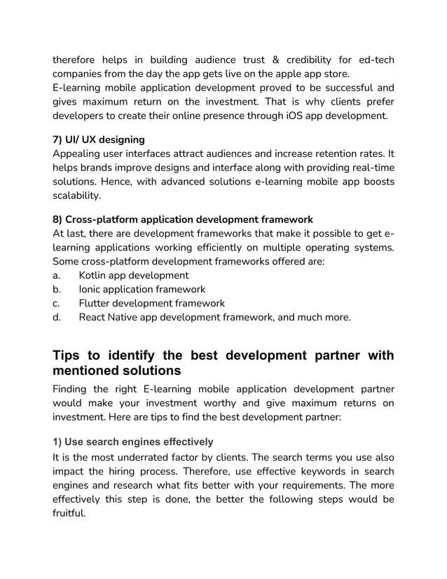 Key insights of E-learning mobile application development | PDF