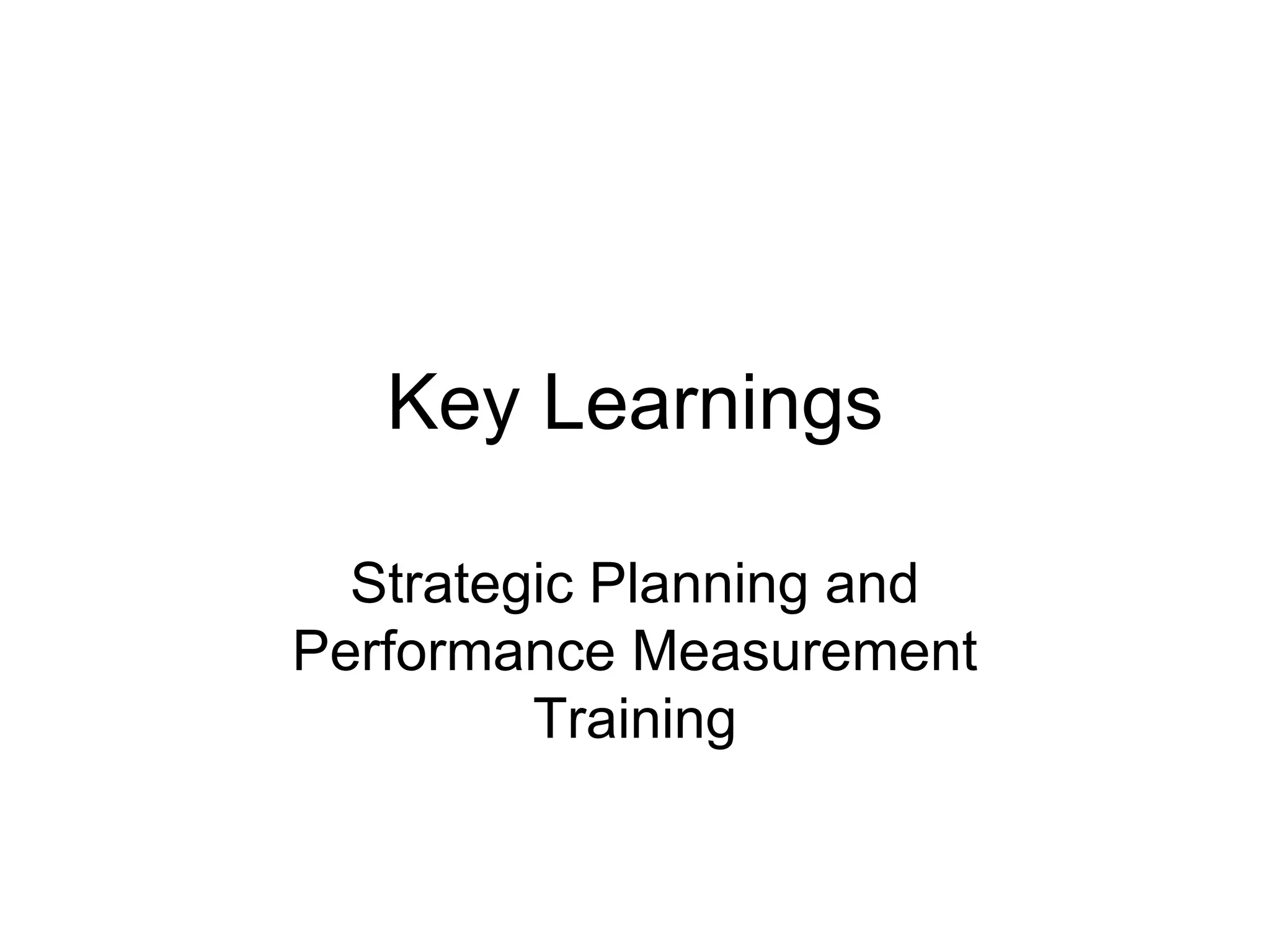 Key Learnings Strategic Planning Training | PPT