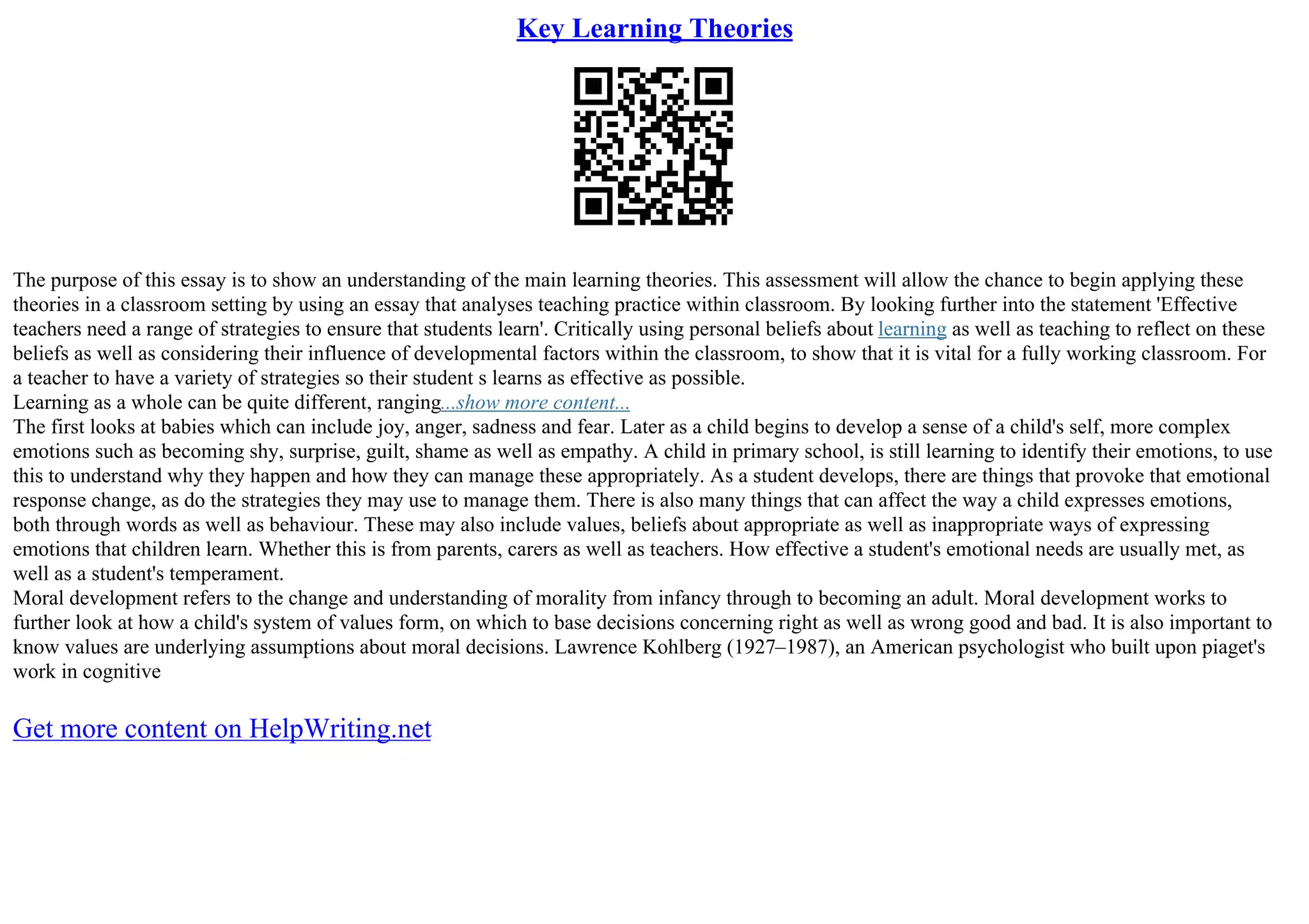 Key Learning Theories | PDF