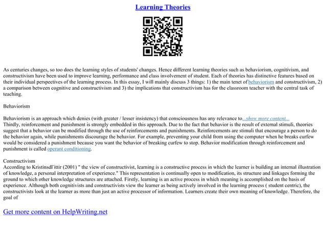 Key Learning Theories | PDF