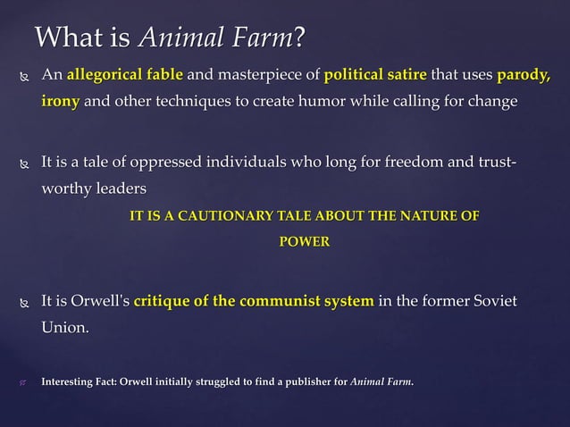 Key literary forms in Animal Farm - George Orwell | PPTX